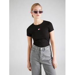 Tommy Jeans Shirt 'Tommy Badge Slim' Damen Gr&ouml;&szlig;e M rot / schwarz / wei&szlig;