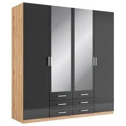 Kleiderschrank Priess "Amsterdam", schwarz (astkernbuche, schwarz), B:185cm H:193cm T:56cm, Holzwerkstoff, Schr&auml;nke, Kleiderschrank, mit oder ohne LED-Beleuchtung