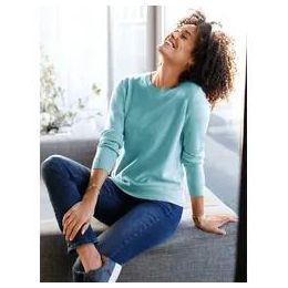Rundhalspullover Classic Basics "Rundhals-Pullover", Damen, Gr. 40, blau (aqua), 100% Polyacryl, unifarben, Pullover Rundhalspullover