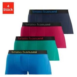 Hipster Bruno Banani, Damen, Gr. XL, 4 Stk., bunt (blau, gr&uuml;n, rot, marine), Jersey, Obermaterial: 95% Baumwolle, 5% Elasthan, unifarben, k&ouml;rpernah, Unterhosen, knapp sitzende Boxershorts mit Logo Webbund aus Baumwollmischung