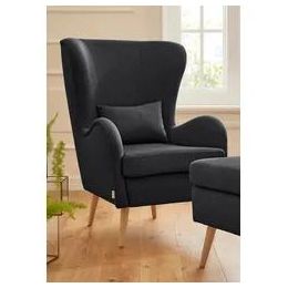 Sessel Home Affaire "Sallito, Ohrensessel, TV-Sessel", schwarz, B:76cm H:109cm T:85cm, Struktur Hahnentritt (67% Polypropylen, 33% Polyester);Samtoptik (100% Polyester);Fellimitat (100% Polyester);Samtcord (92% Polyester, 8% Polyamid);Struktur (100% Polyester);Struktur fein (100% Polyester), Sessel, Sessel, f&uuml;r Wohnzimmer, auch in Samtcord