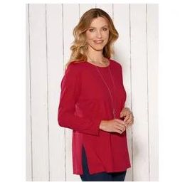 Langarmshirt Classic Basics "Longshirt", Damen, Gr. 46, rot (bordeaux), 100% Baumwolle, unifarben, Rundhals, Shirts Langarmshirt