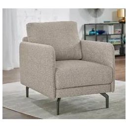 Sessel "CR.450, Designsessel, Loungesessel", bunt (graubeige, natur 044, 20), B:70cm H:85cm T:95cm, NaturLEDER OSKAR (echtes Rindsleder);Chenille COCO (72% Polyester 15% Baumwolle 13% Polyacryl), CREATION BY ROLF BENZ, Sessel, Sessel, Armlehne sehr schmal, Breite 70 cm, Alugussfu&szlig; Umbragrau