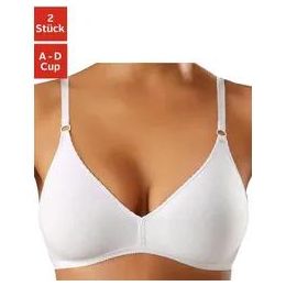 Bralette-BH Petite Fleur, Damen, Gr. 80, Cup C, wei&szlig; (2xwei&szlig;), Jersey, Obermaterial: 95% Baumwolle, 5% Elasthan, Basic, BHs BH-Set Bralette B&uuml;gelloser-BH, ohne B&uuml;gel, Baumwollqualit&auml;t, Packung