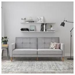 3-Sitzer DOREL HOME "Lilly", grau (hellgrau), B:207cm H:82cm T:82cm, Veloursstoff 100% Polyester, Sofas, Bett-Funktion, R&uuml;ckenlehne 3-fach verstellbar, Sitzh&ouml;he 43 cm