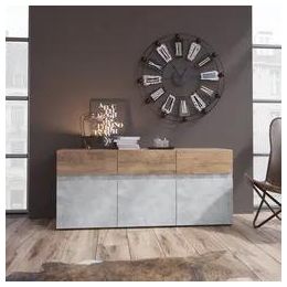 Lowboard Home Affaire "Rimini", braun (atelier hell, kastanie breslau), B:134,9cm H:59cm T:40cm, Holzwerkstoff, Sideboards, Lowboard, Breite 135 cm