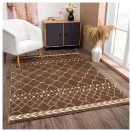 Teppich Carpet City "April 2312", braun, B:200cm H:10mm L:290cm, Polyester, Teppiche, Teppich, L&auml;ufer, weich durch Microfaser, Boho Ethno Look, Wohnzimmer