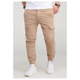 Cargohose behype "BHMattheo2", Herren, Gr. 31, US-Gr&ouml;&szlig;en, beige, 98% Baumwolle, 2% Elasthan, unifarben, Hosen Cargohose, im Jogging-Design