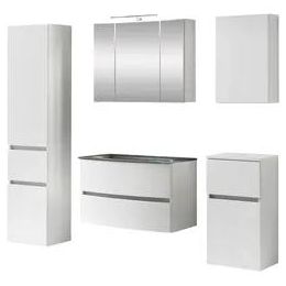 Badezimmer-Set Welltime "Kaunas", wei&szlig; (matt wei&szlig;, wei&szlig;), B:160cm H:200cm T:49cm, Kastenm&ouml;bel-Sets, bestehend aus Waschtisch-Set mit Seitenschrank, Breite 160 cm