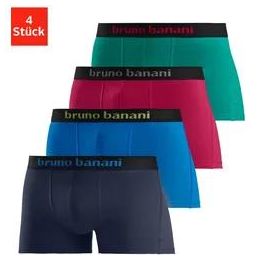 Boxer Bruno Banani "Boxershorts f&uuml;r Herren", Herren, Gr. XXL, 4 Stk., bunt (marine, blau, rot, gr&uuml;n), Jersey, Obermaterial: 95% Baumwolle, 5% Elasthan, unifarben, Unterhosen, mit farbigen Marken-Schriftzug am B&uuml;ndchen