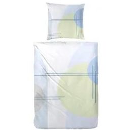 Bettw&auml;sche Primera "Bauhaus", blau (blau, gr&uuml;n), B/L: 155cm x 220cm, 1 Stk., 1 Stk., Perkal, B/L: 80cm x 80cm, 2 Stk., Perkal, Obermaterial: 100% Baumwolle, Bettw&auml;sche, Bettw&auml;sche, mit Grafikprint