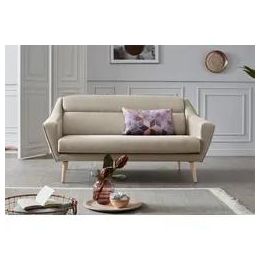 2-Sitzer OTTO HOME "Bille", beige (creme), B:167cm H:86cm T:90cm, Luxus-Microfaser weich (100% Polyester);Samtoptik (100% Polyester);Struktur (100% Polyester);Struktur fein (100% Polyester), Sofas, mit Naht im R&uuml;ckenkissen und Eiche-Beinen, Design by Morten Georgsen
