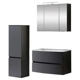 Badezimmer-Set Welltime "Kaunas", grau (matt grau, grau), B:120cm H:200cm T:49cm, Kastenm&ouml;bel-Sets, bestehend aus Waschtisch-Set mit Midischrank, Breite 120 cm