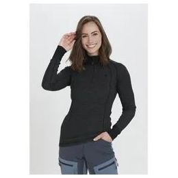Funktionsshirt WHISTLER "Candee", Damen, Gr. 38, grau (dunkelgrau), 45% Wolle, 45% Polyester, 10% Elasthan, mehrfarbig, normal, Shirts Funktionsshirt, mit praktischem Rei&szlig;verschluss