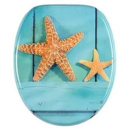 WC-Sitz Sanilo "Starfish", bunt (t&uuml;rkis, orange), B:37,7cm L:47cm, MDF - Mitteldichte Holzfaserplatte, WC-Sitze, mit Absenkautomatik