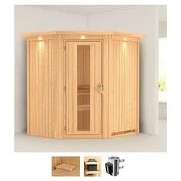 Sauna Karibu "Tomke", beige (naturbelassen), Saunaofen, integrierte Steuerung, 3,6 kW, Saunen, Ofen 3,6 kW intgr. Strg