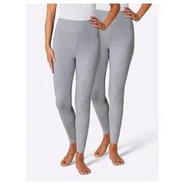 Leggings feel good, Damen, Gr. 22/23, Kurzgr&ouml;&szlig;en, grau (grau, meliert), 95% Baumwolle, 5% Elasthan, unifarben, Hosen Leggings