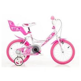 DINO BIKES Kinderfahrrad DINO "M&auml;dchenfahrrad 14 Zoll", rosa, Fahrr&auml;der, Kinder, 25cm, 14 Zoll (35,56cm), mit St&uuml;tzr&auml;dern, Korb und Puppensitz