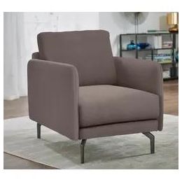 Sessel "CR.450, Designsessel, Loungesessel", beige (beigegrau 534, 26), B:70cm H:85cm T:95cm, NaturLEDER OSKAR (echtes Rindsleder);Chenille COCO (72% Polyester 15% Baumwolle 13% Polyacryl), CREATION BY ROLF BENZ, Sessel, Sessel, Armlehne sehr schmal, Breite 70 cm, Alugussfu&szlig; Umbragrau