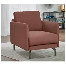 Sessel "CR.450, Designsessel, Loungesessel", braun (signalbraun 534, 44), B:70cm H:85cm T:95cm, NaturLEDER OSKAR (echtes Rindsleder);Chenille COCO (72% Polyester 15% Baumwolle 13% Polyacryl), CREATION BY ROLF BENZ, Sessel, Sessel, Armlehne sehr schmal, Breite 70 cm, Alugussfu&szlig; Umbragrau