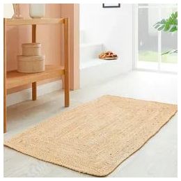 Teppich LUXOR living "Ibo, Juteteppich", beige (creme), B:120cm H:7mm L:170cm, Baumwolle, Jute, Teppiche, Teppich, Wendeteppich, handgeflochten, Naturfaser, Boho-Style