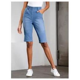 Jeansbermudas Classic Basics, Damen, Gr. 44, Normalgr&ouml;&szlig;en, blau (blau, bleached), 81% Baumwolle, 17% Polyester, 2% Elasthan, unifarben, kurz, Jeans
