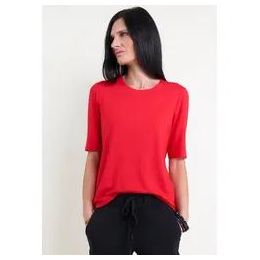 T-Shirt Seidel Moden, Damen, Gr. 44, rot, Jersey, Obermaterial: 96% Viskose, 4% Elasthan, unifarben, Basic, figurumspielend h&uuml;ftlang, Rundhals, abgesteppte Kante, Shirts T-Shirt, mit Rundhalsausschnitt, MADE IN GERMANY