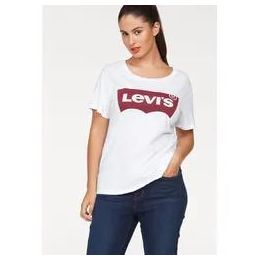 Levi's T-Shirt LEVI'S PLUS "Perfect Tee", Damen, Gr. XXL (50/52), wei&szlig; (wei&szlig;, rot), Single Jersey, Obermaterial: 100% Baumwolle, bedruckt, figurumspielend h&uuml;ftlang, Rundhals, abgesteppt, Shirts T-Shirt, mit Batwing-Logo