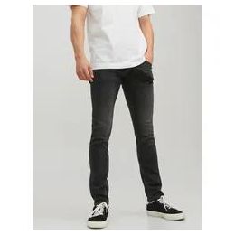 Jack & Jones Slim-fit-Jeans JACK & JONES "JJIGLENN &ndash; Jeans mit Stretch und figurbetonter Silhouette", Damen, Gr. 31, L&auml;nge 34, schwarz (schwarz denim), Denim/Jeans, Obermaterial: 84% Baumwolle, 14% Polyester, 2% Elasthan, schmal lang, Jeans Slim-fit-Jeans, Used, modisch, slim fit, Denim/Jeans