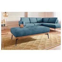 Hocker exxpo - SOFA FASHION "Palic, moderner Polsterhocker mit tollen Verarbeitungsdetails", blau (denim), B:139cm H:47cm T:71cm, Hocker, Polsterhocker