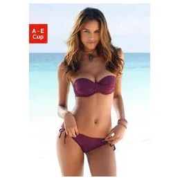 B&uuml;gel-Bandeau-Bikini-Top Lascana "Italy", Gr. 34, Cup B, rot (bordeaux), Microfaser, Microfaser, Polyamid, unifarben, Bikini-Oberteile, mit seitlichen St&auml;bchen