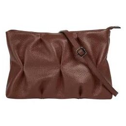 Umh&auml;ngetasche CLUTY, Damen, Gr. B/H/T: 24cm x 20cm x 5cm onesize, braun, Leder, leicht gl&auml;nzend, unifarben, Taschen Umh&auml;ngetasche, echt Leder, Made in Italy