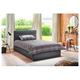 Polsterbett, grau (anthrazit), B:132cm L:212cm, Bezug Bett: Kunstleder;Bonnell-Federkernmatratze: 51% Polypropylen, 39% Polyester und 10% Baumwolle;Kaltschaummatratze: 100% Polyester, Bezug abnehm- und waschbar bis 60C, Westfalia Schlafkomfort, Betten, Polsterbett, inkl. Bettkasten bei Ausf&uuml;hrung mit Matratze
