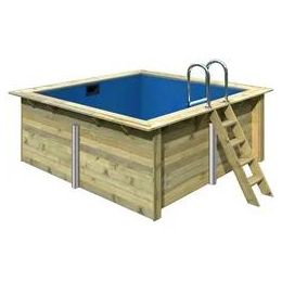 Rechteckpool Karibu "Holzpool Milano", braun, B:353cm H:124cm L:320cm &Oslash;:476,5cm, Schwimmbecken, BxLxH: 353x320x124 cm, kesseldruckimpr&auml;gniert