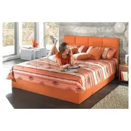 Polsterbett, orange (terrakotta), B:112cm L:210cm, Bezug Bett: Microfaser (100% Polyester);Bonnell-Federkernmatratze: 51% Polypropylen, 39% Polyester, 10% Baumwolle;Kaltschaummatratze: 100% Polyester, Bezug abnehm- und waschbar bis 60C, Westfalia Schlafkomfort, Betten, Polsterbett, mit Bettkasten