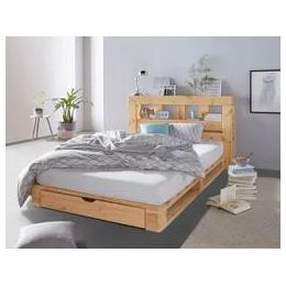 Palettenbett OTTO HOME "ALASCO " BESTSELLER Mit Schublade", beige (natur), B:120cm H:18cm L:200cm, Betten, zertifiziertes Massivholz, erweiterbar zum Doppel- oder Familienbett