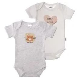 Body Liliput "Born wild", Jungen, Gr. 86/92, EURO-Gr&ouml;&szlig;en, grau, 100% Baumwolle, bedruckt, kurz, Rundhals, Bodys Body, mit praktischem Amineck-Ausschnitt