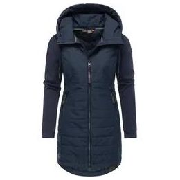 Steppmantel Ragwear "Lucinda Long", Damen, Gr. S (36), blau (navy), Obermaterial: 100% Polyester. Obermaterial &Auml;rmel: 100% Baumwolle. Futter: 100% Polyester. Wattierung: 100% Polyester, figurumspielend Po-bedeckend, hoch geschlossener Ausschnitt, &Auml;rmel ohne &Auml;rmelschlitz normaler Saum, M&auml;ntel Steppmantel, Mantel aus modernem Materialmix mit Kapuze