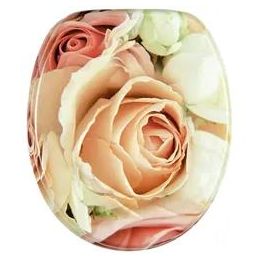 WC-Sitz Sanilo "Rosa Rose", rosa, B:37,7cm L:47cm, MDF - Mitteldichte Holzfaserplatte, WC-Sitze, mit Absenkautomatik