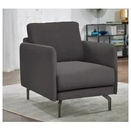 Sessel "CR.450, Designsessel, Loungesessel", braun (graubraun 534, 49), B:70cm H:85cm T:95cm, NaturLEDER OSKAR (echtes Rindsleder);Chenille COCO (72% Polyester 15% Baumwolle 13% Polyacryl), CREATION BY ROLF BENZ, Sessel, Sessel, Armlehne sehr schmal, Breite 70 cm, Alugussfu&szlig; Umbragrau