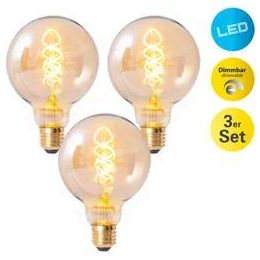 N&auml;ve N&Auml;VE LED-Leuchtmittel "Dilly", Energieeffizienz: G (A-G), gelb (amber), L:13,8cm &Oslash;:9,5cm, Leuchtmittel, Retro &Oslash; 9,5cm Filament, 3er Set, 4W LED, dimmbar, 1800 Kelvin