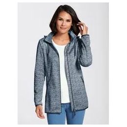 Kapuzenfleecejacke Casual Looks, Damen, Gr. 46, blau (marine, wei&szlig;, gemustert), 100% Polyester, bedruckt, gemustert, mehrfarbig, Jacken