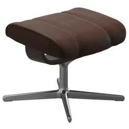 Fu&szlig;hocker stressless "Consul", braun (malt braun batick), B:54cm H:41cm T:39cm, Leder BATICK: BATICK ist ein leicht korrigiertes, durchgef&auml;rbtes und genarbtes M&ouml;belleder, bei dem die meisten Unebenheiten und Spuren in der Regel entfernt wurden., Hocker, Fu&szlig;hocker, mit Cross Base, Gr&ouml;&szlig;e S, M & L, Holzakzent Wenge