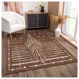 Teppich Carpet City "April 2308", braun, B:200cm H:10mm L:290cm, Polyester, Teppiche, Teppich, L&auml;ufer, weich durch Microfaser, Boho Ethno Look, Wohnzimmer