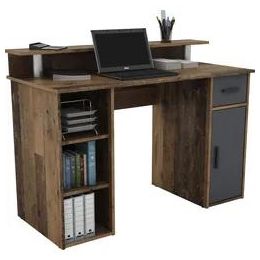 Schreibtisch ByLiving "Diego", braun (old wood, anthrazit, old wood, old wood), B:120cm H:88cm T:55cm, Tische, Schreibtisch, Breite 120 cm