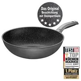 Wok Stoneline, grau (anthrazit), H:9,5cm &Oslash;:30cm, Pfannen, Wok, &Oslash; 30 cm, Stoneline- Keramikbeschichtung, Induktion