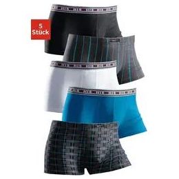 H.I.S. Hipster H.I.S, Damen, Gr. M, 5 Stk., blau, Jersey, Obermaterial: 95% Baumwolle, 5% Elasthan, gestreift, unifarben, k&ouml;rpernah, Unterhosen, knapp sitzende Boxershorts aus Baumwoll-Stretch