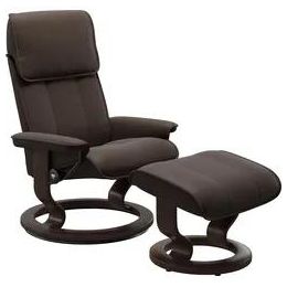 Fu&szlig;hocker stressless "Admiral", braun (braun batick), B:55cm H:38cm T:39cm, Leder BATICK: BATICK ist ein leicht korrigiertes, durchgef&auml;rbtes und genarbtes M&ouml;belleder, bei dem die meisten Unebenheiten und Spuren in der Regel entfernt wurden., Hocker, Fu&szlig;hocker, mit Classic Base, Gestell Wenge