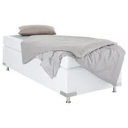 Boxspringbett "Holland", wei&szlig;, B:92cm L:201cm, Microvelours (100% Polyester), Westfalia Schlafkomfort, Komplettbetten, Boxspringbett, ohne Kopfteil, frei im Raum stellbar
