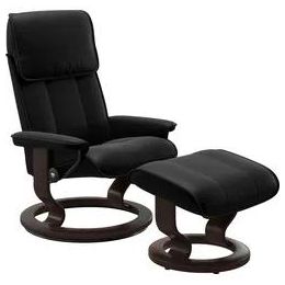Fu&szlig;hocker stressless "Admiral", schwarz (schwarz batick), B:55cm H:38cm T:39cm, Leder BATICK: BATICK ist ein leicht korrigiertes, durchgef&auml;rbtes und genarbtes M&ouml;belleder, bei dem die meisten Unebenheiten und Spuren in der Regel entfernt wurden., Hocker, Fu&szlig;hocker, mit Classic Base, Gestell Wenge